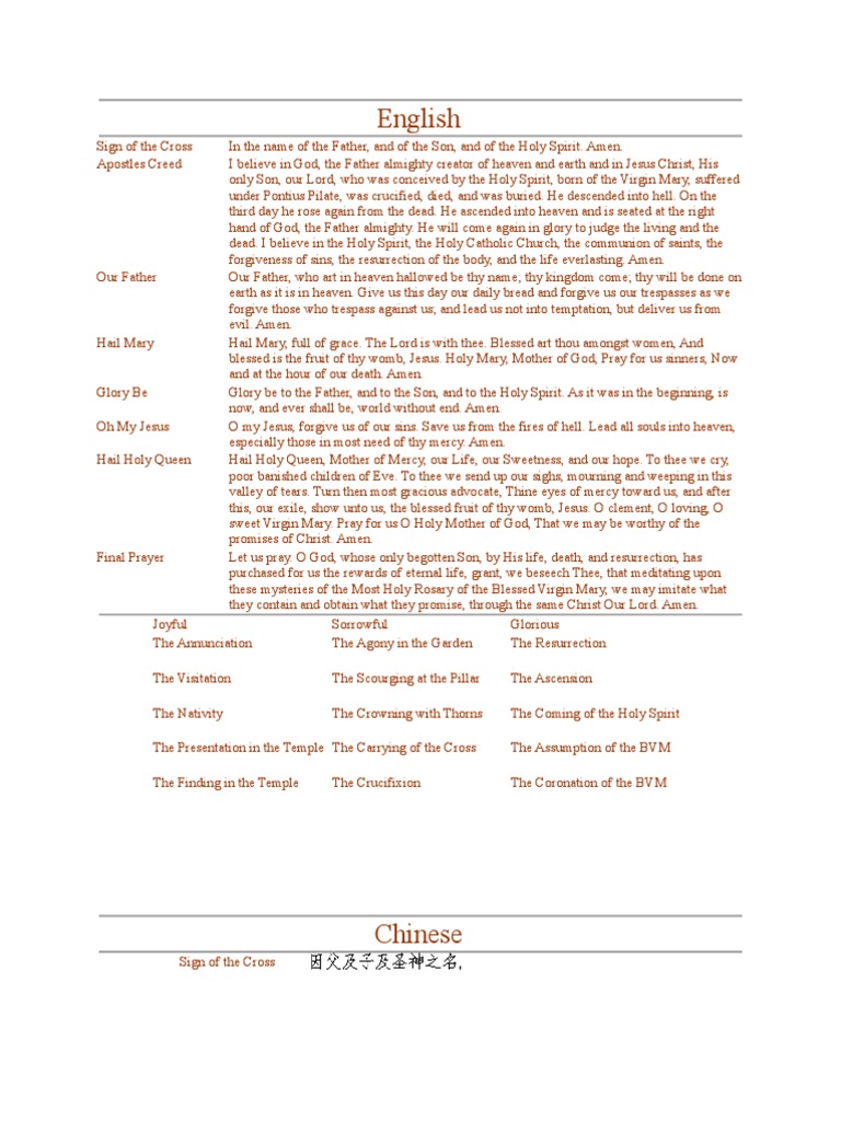 The Rosary in 17 Languages | PDF | Canonical Gospels | Roman Era Jews