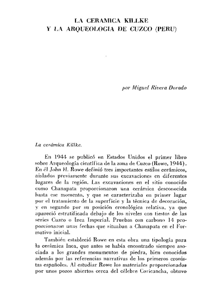 La Ceramica Killke y La Arqueologia de Cuzco | PDF | Imperio Inca ...