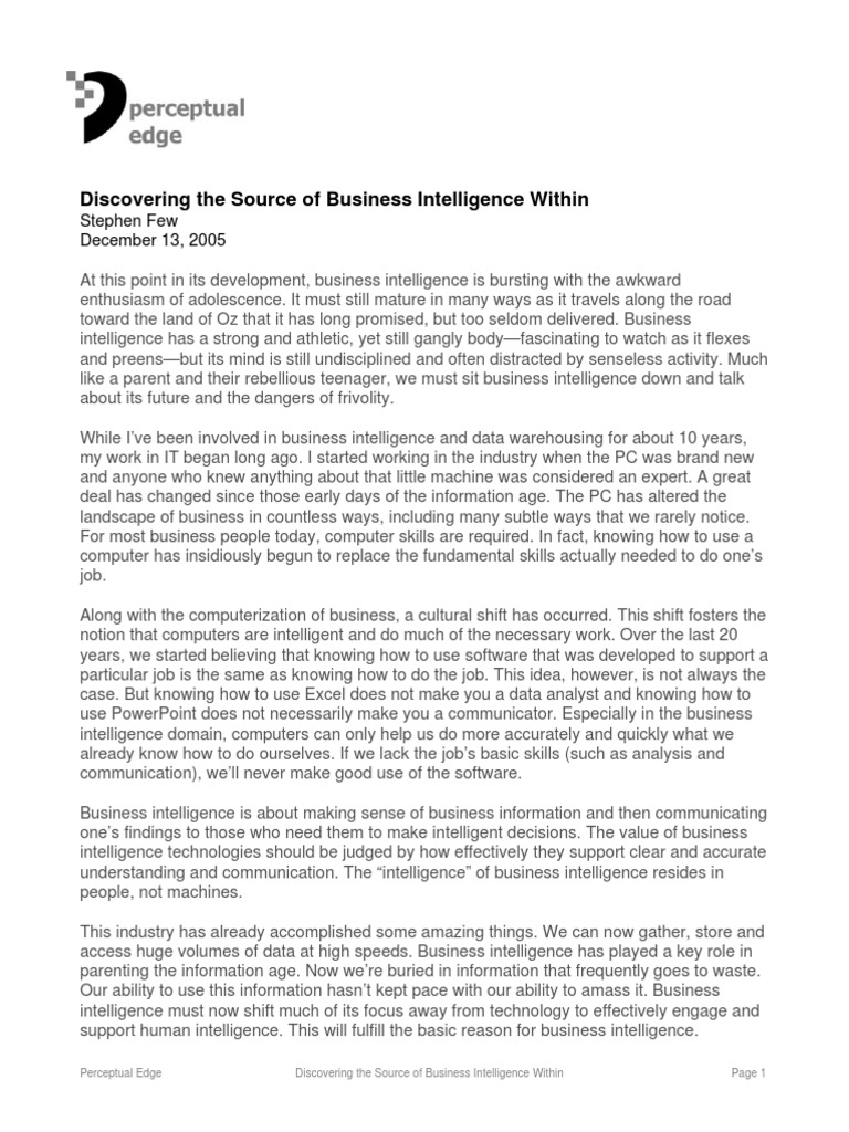Business Intelligence | PDF | Business Intelligence | Data Analysis