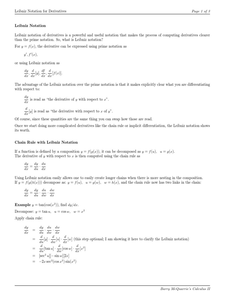 Leibniz Notation | Derivative | Rates