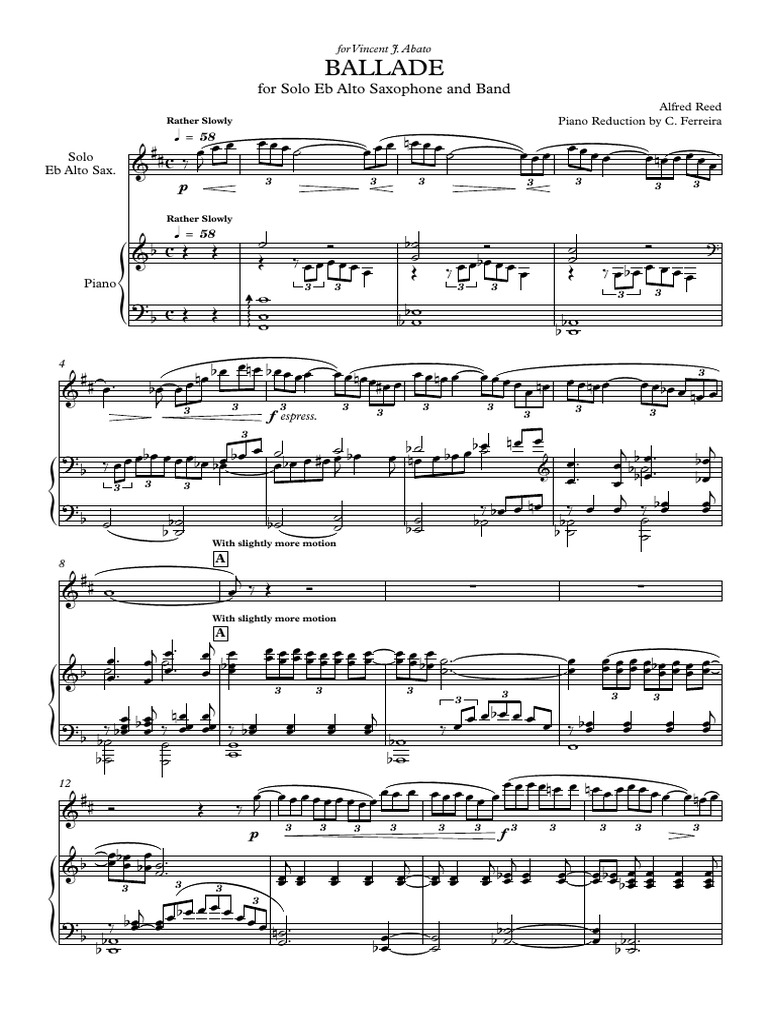 Ballade - Alfred Reed | PDF | Saxophone | Modernisme (Musique)