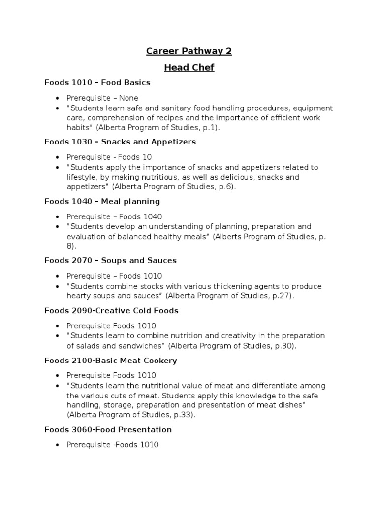 Chef Career Pathway Overview | PDF