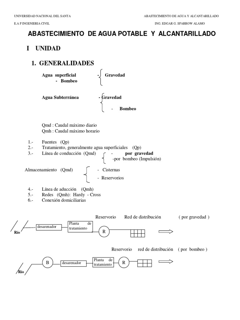 CLASES ABASTECIMIENTO DE AGUA POTABLE1 Final PDF | PDF | Agua subterránea | Líquidos