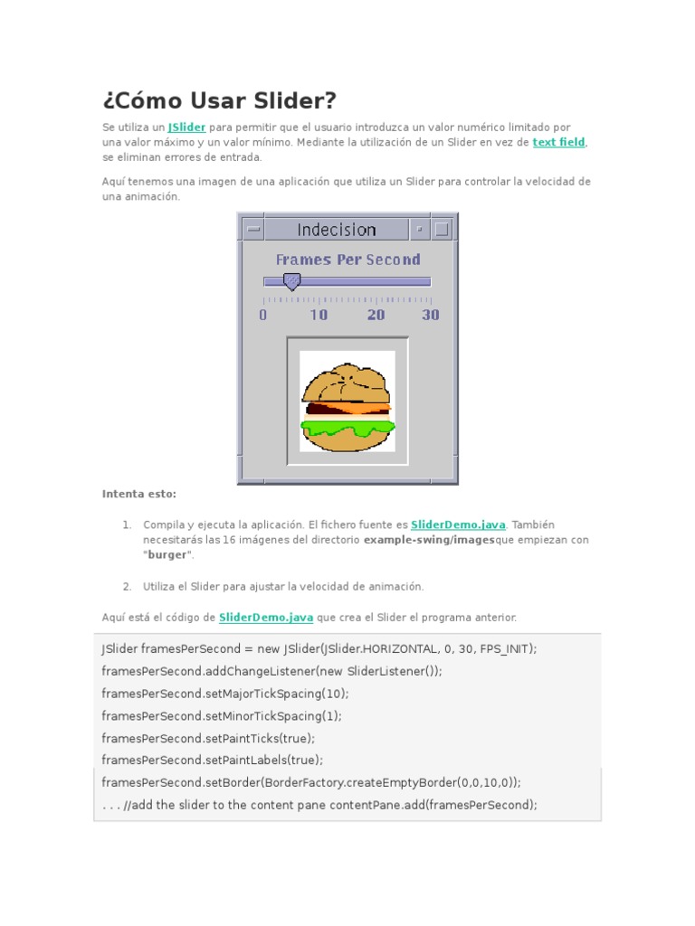 ¿Cómo Usar Slider? | PDF | Java (lenguaje de programación) | Programa ...