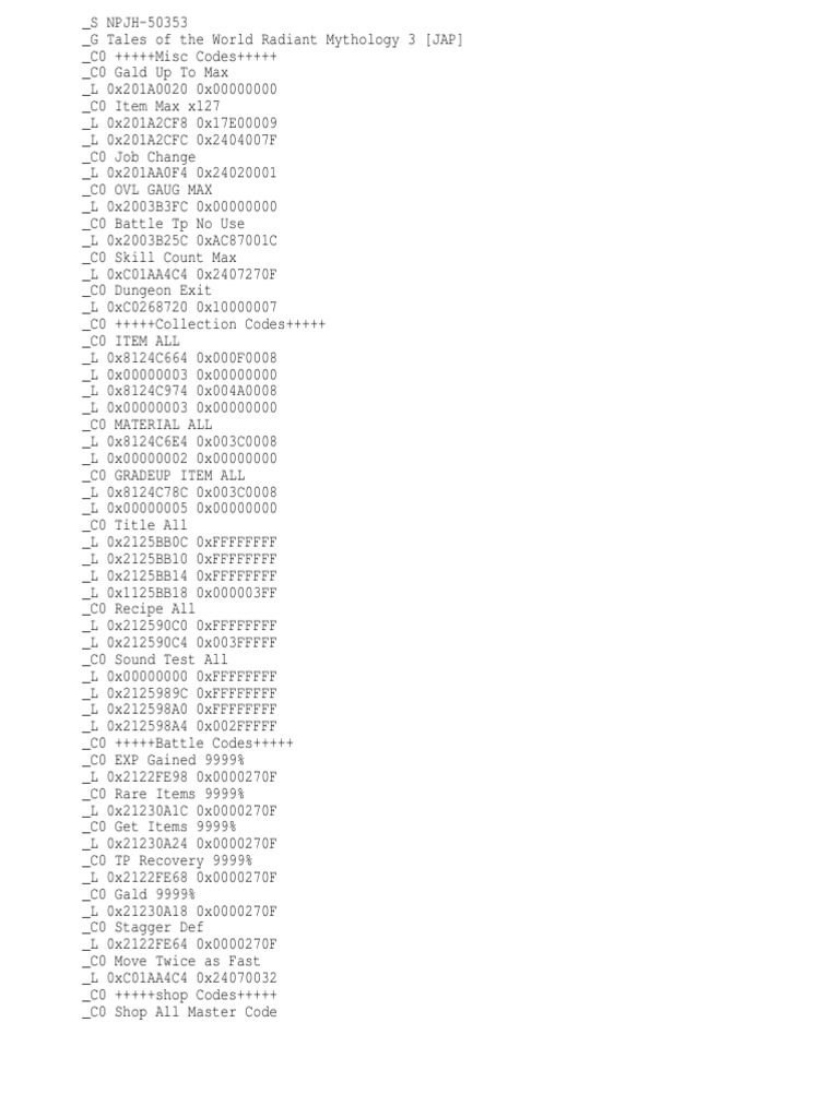 Tales of The World Radiant Mythology 3 | PDF