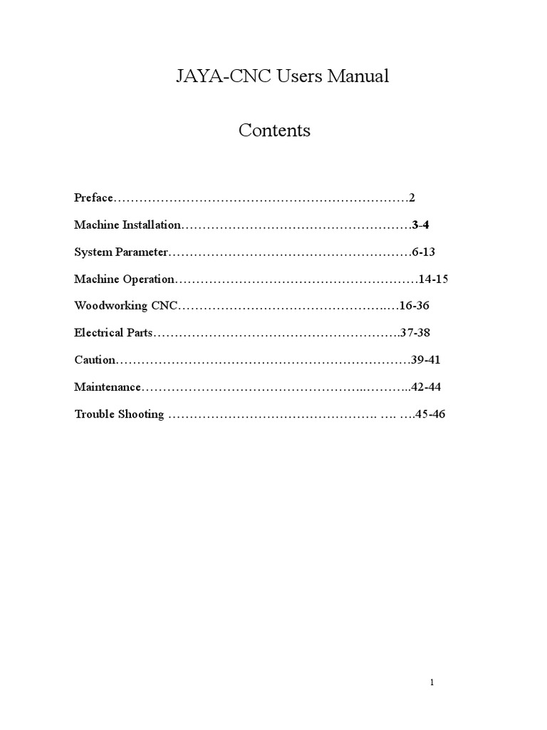 JAYA-CNC Router User Manual | PDF | Numerical Control | Electric Motor