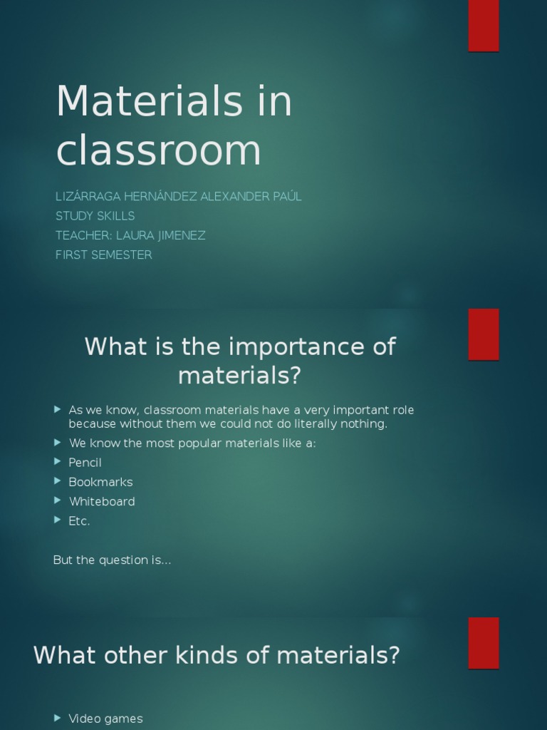Classroom Materials Importance | PDF