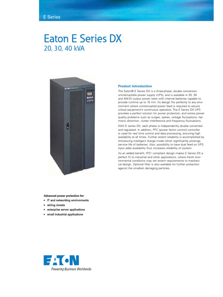 Eaton E Series DX Datasheet Lowres | PDF | Battery (Electricity ...