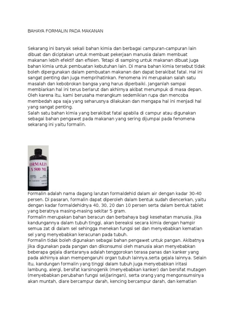 Bahaya Formalin Pada Makanan | PDF
