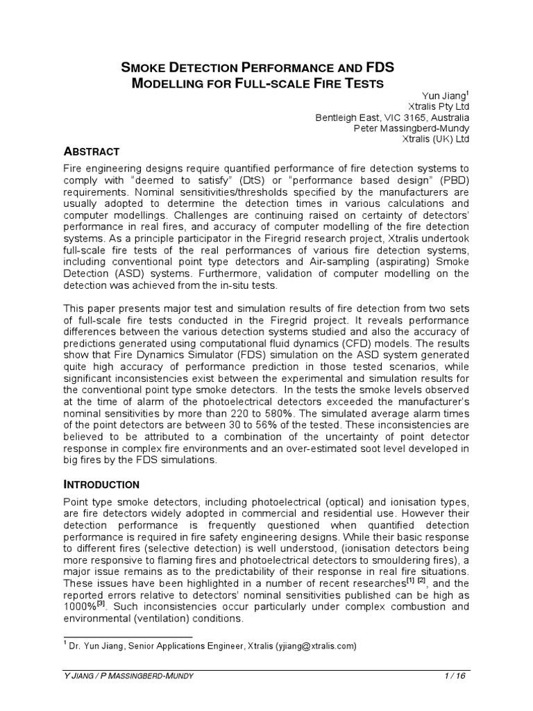 Smoke Detection Performance and FDS Modelling For Fire Test | PDF ...