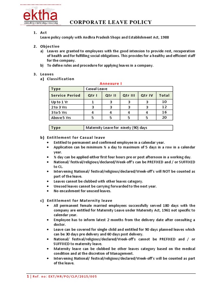 Employee Leave Policy | Overtime | Human Resource Management