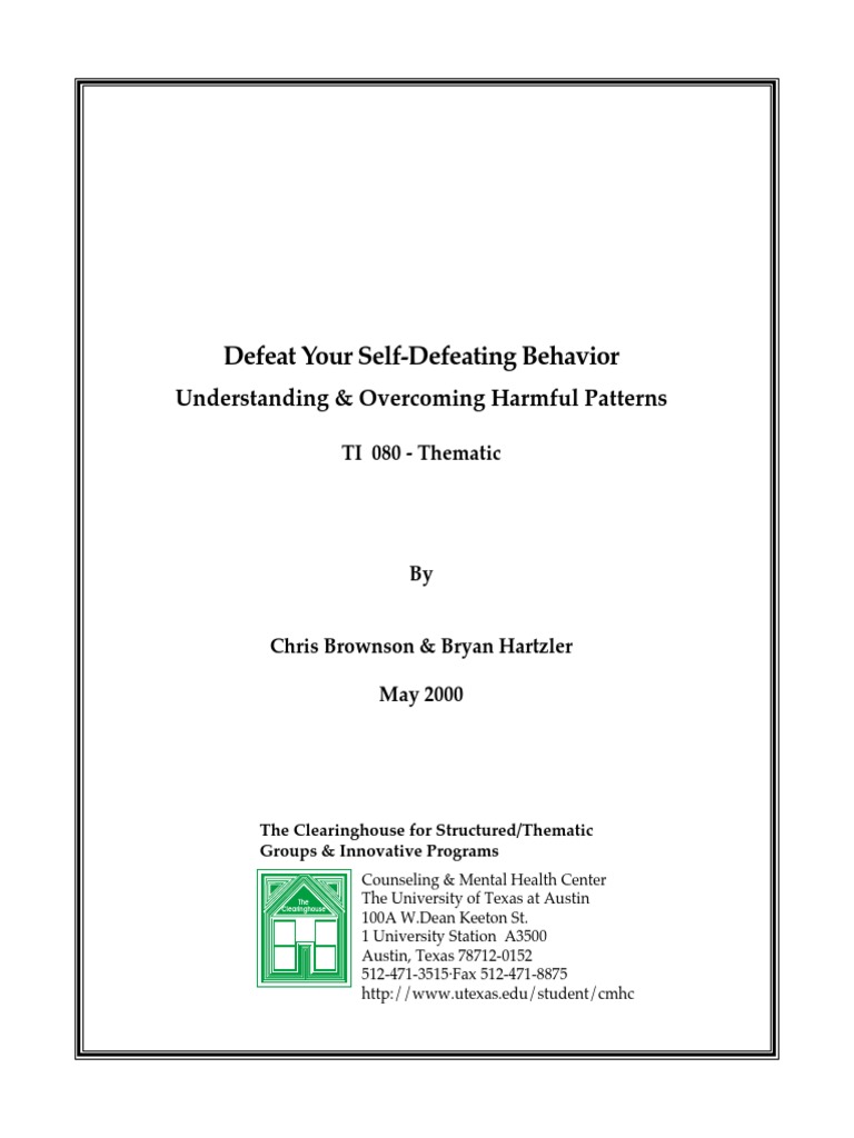 Overcoming Self-Defeating Behaviors | PDF | Self | Behavior