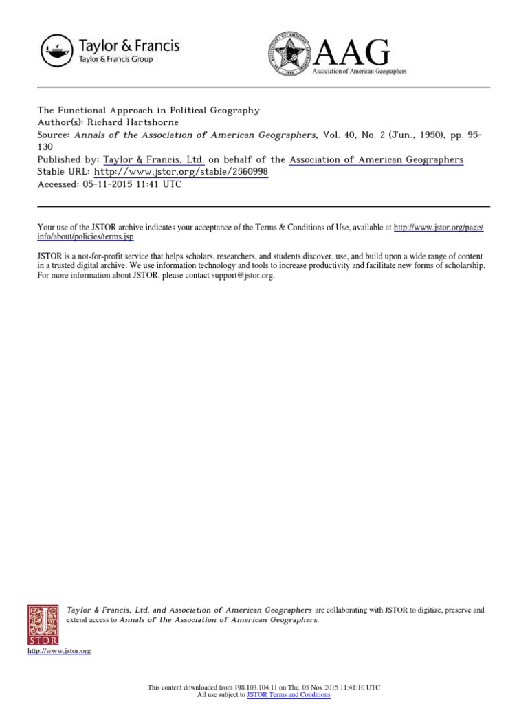 Hartshorne, R, Functional Approach in Geography | PDF | Geography | Italy