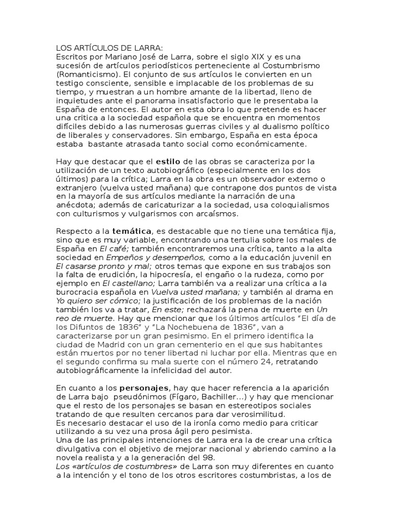 Los Artículos de Larra | PDF | España
