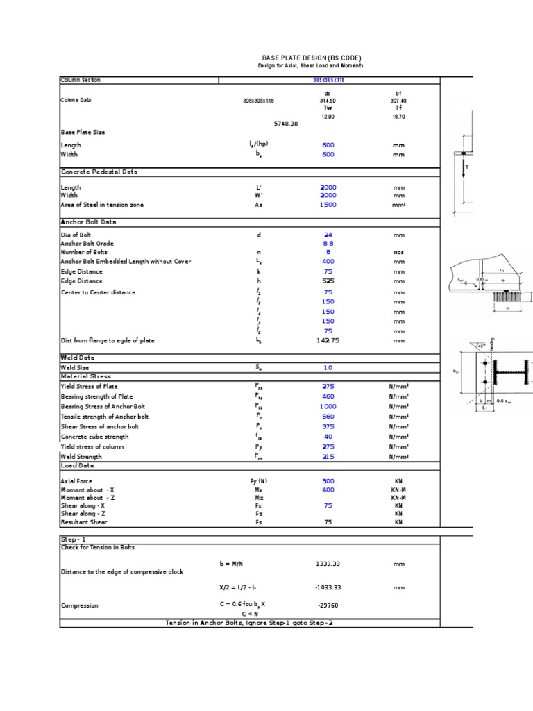 40076540 Base Plate Design | Strength Of Materials | Structural Steel