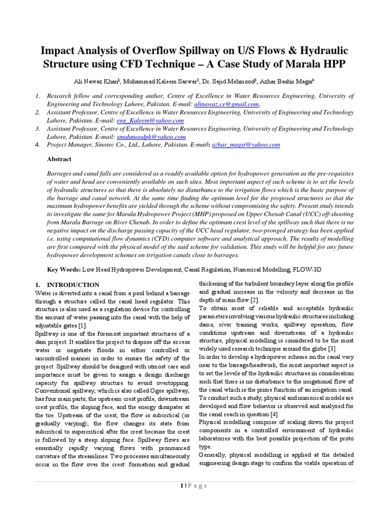 CFD Analysis of Marala HPP Spillway | PDF | Spillway | Computational Fluid Dynamics