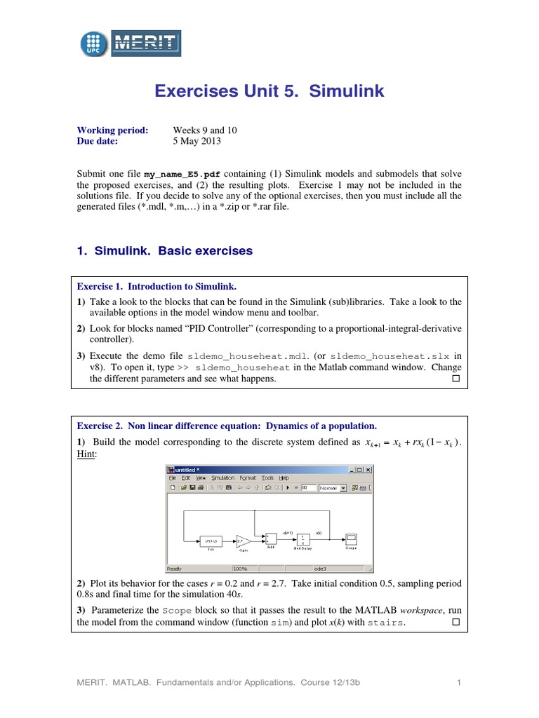 Mfa Merit Exercises 5 Simulink 5174 2 | PDF | Control Theory | Applied Mathematics
