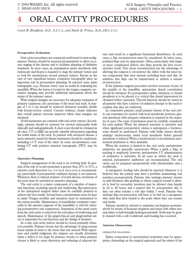 4 Oral Cavity Procedures | PDF | Surgery | Ct Scan