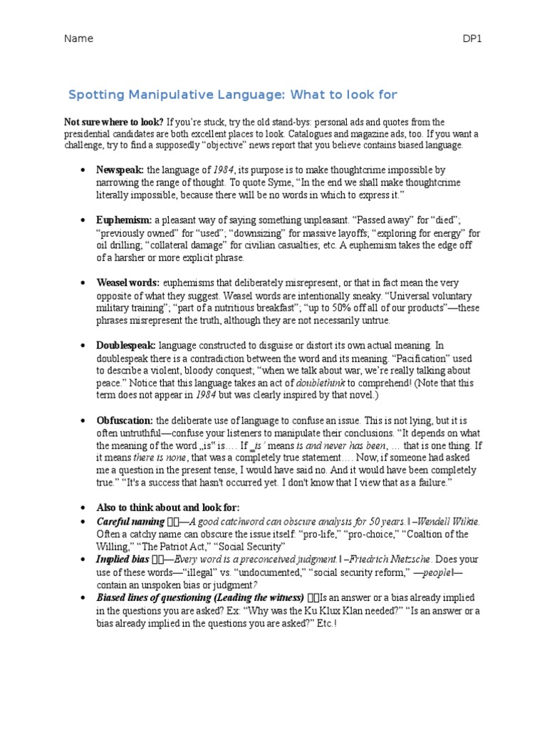 Spotting Manipulative Language | PDF | Communication