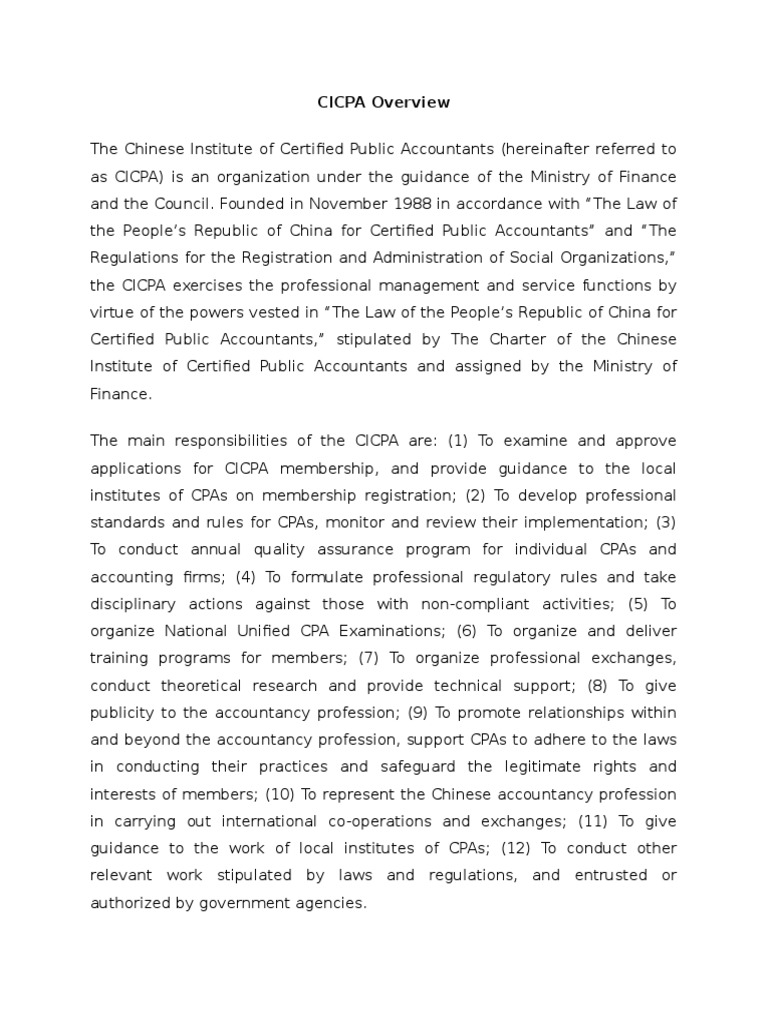 CICPA Overview | Download Free PDF | Certified Public Accountant ...