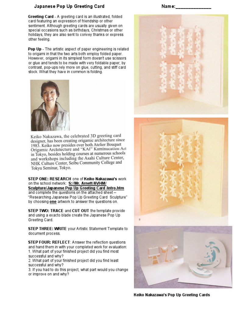 Japanese Pop Up Greeting Card12 | PDF | Drawing | Communication