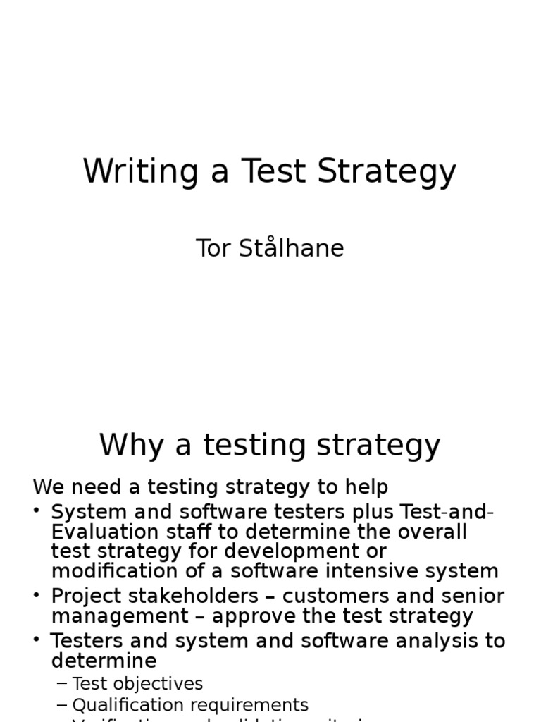 Writing A Test Strategy: Tor Stålhane | PDF | Software Testing ...
