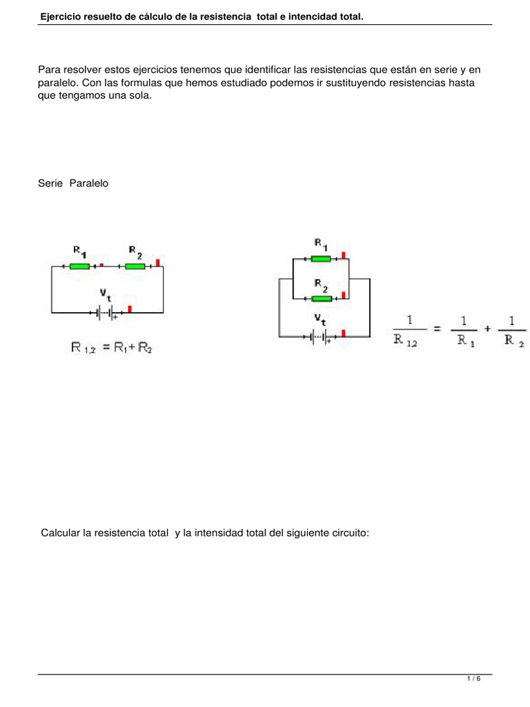 Ejercicios Resuelto de Calculo de La Resistencia Total e Intencidad ...