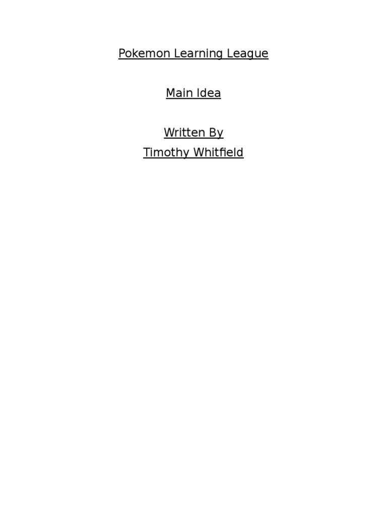 Pokemon Learning League Main Idea | PDF | Pokémon | Nintendo Franchises