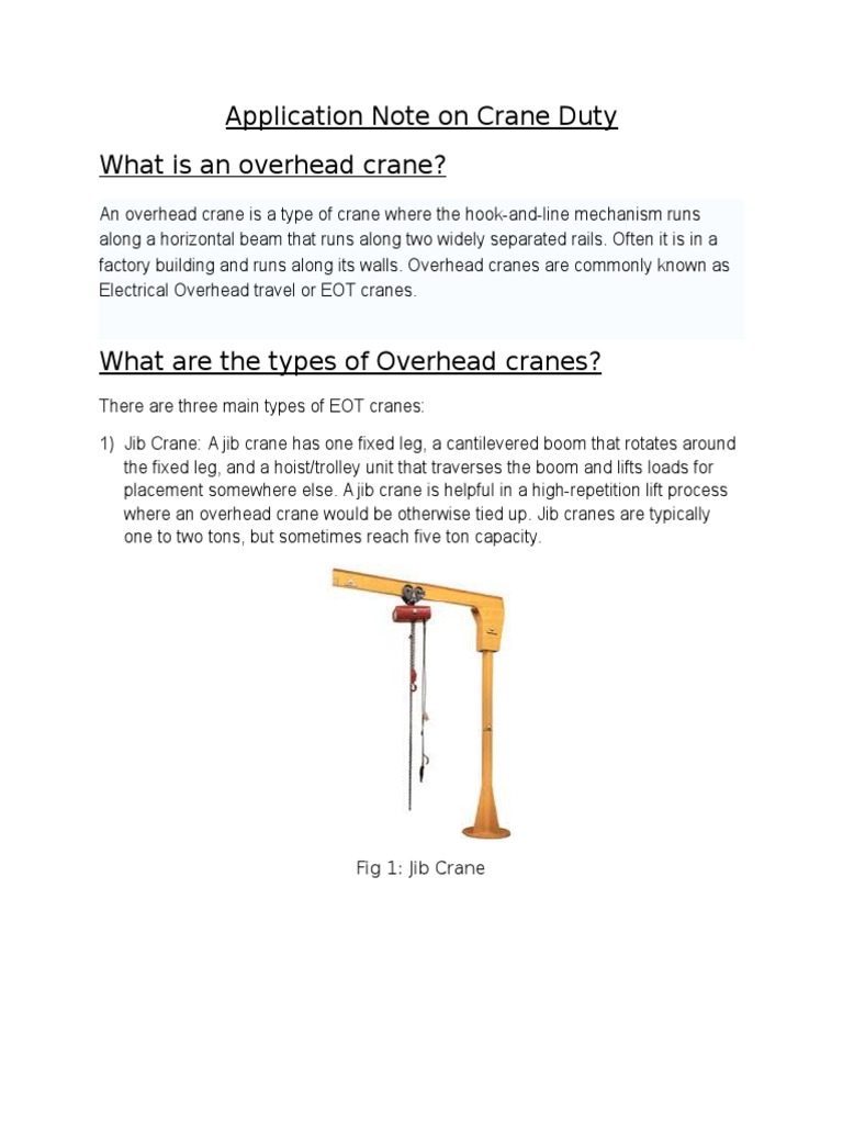 Application Note On Crane Duty | PDF | Crane (Machine) | Equipment