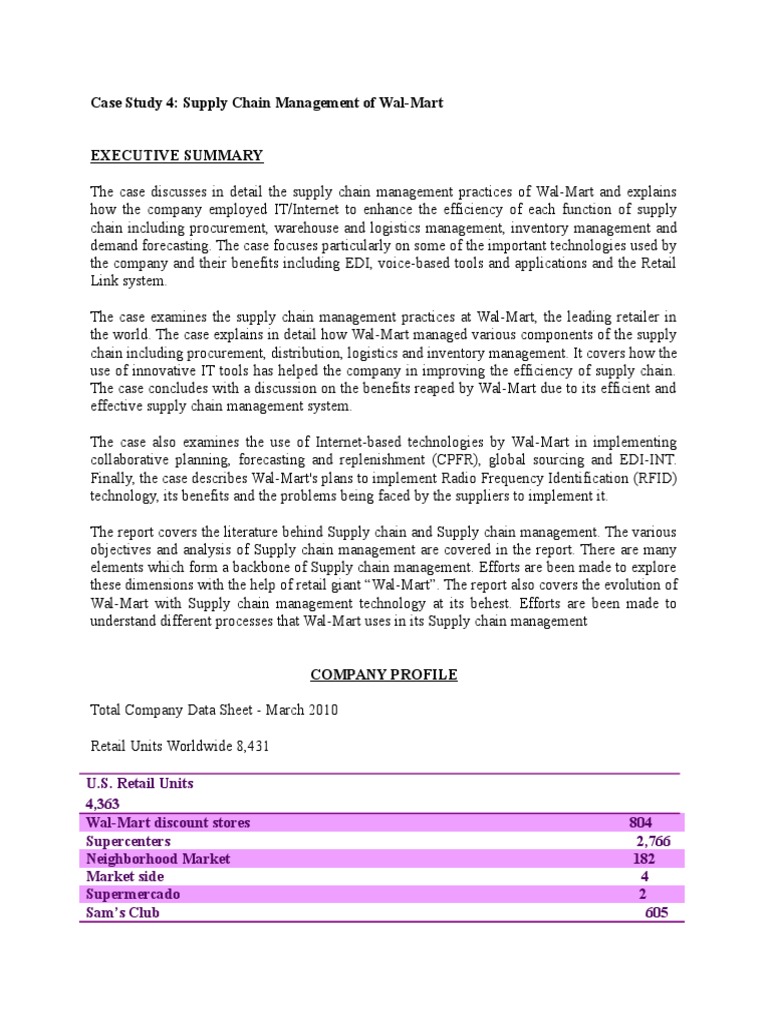 Supply Chain Management of Walmart | PDF | Supply Chain Management ...