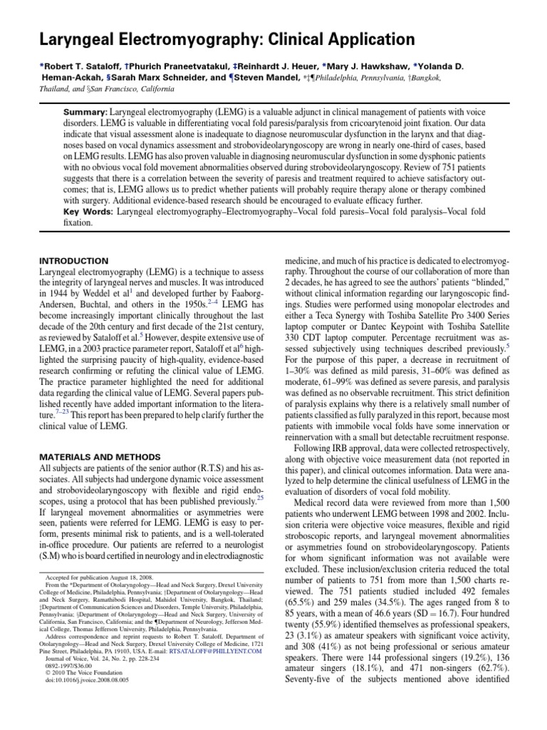 Laryngeal Electromiography | PDF | Larynx | Electromyography