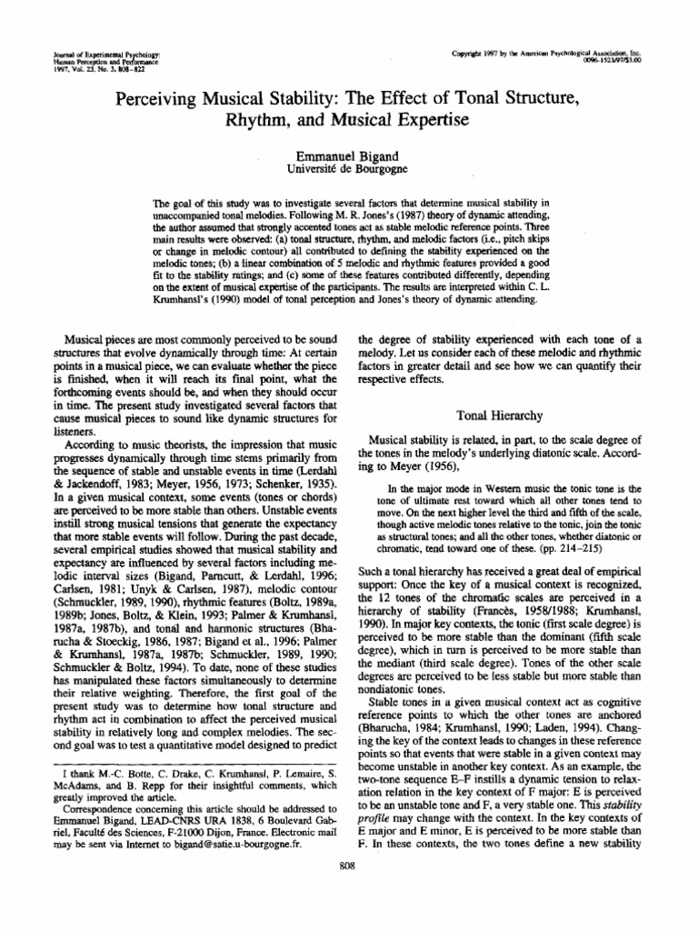 Perceiving Musical Stability The Effect of Tonal Structure, Rhythm, and ...
