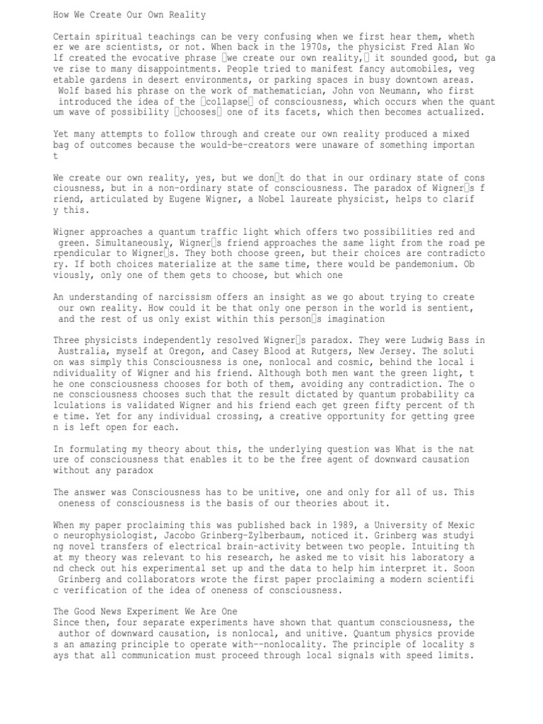 How We Create Our Own Reality | PDF | Reality | Consciousness