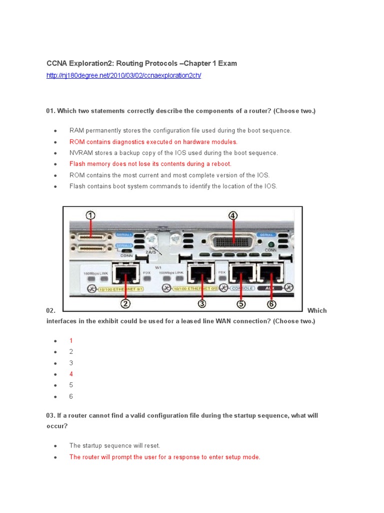 Ccna Exploration2 Routing Protocols And Concepts Chapter 1 Exam Pdf Network Protocols 