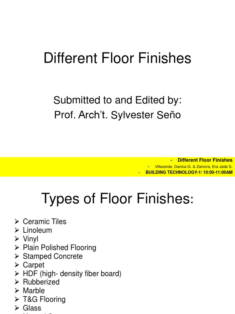 Different Floor Finishes - REVISED | PDF | Flooring | Tile