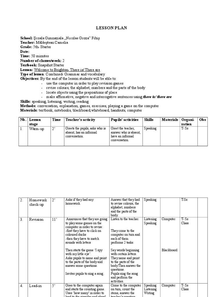 30 Lesson Plan | PDF | Grammatical Number | Plural