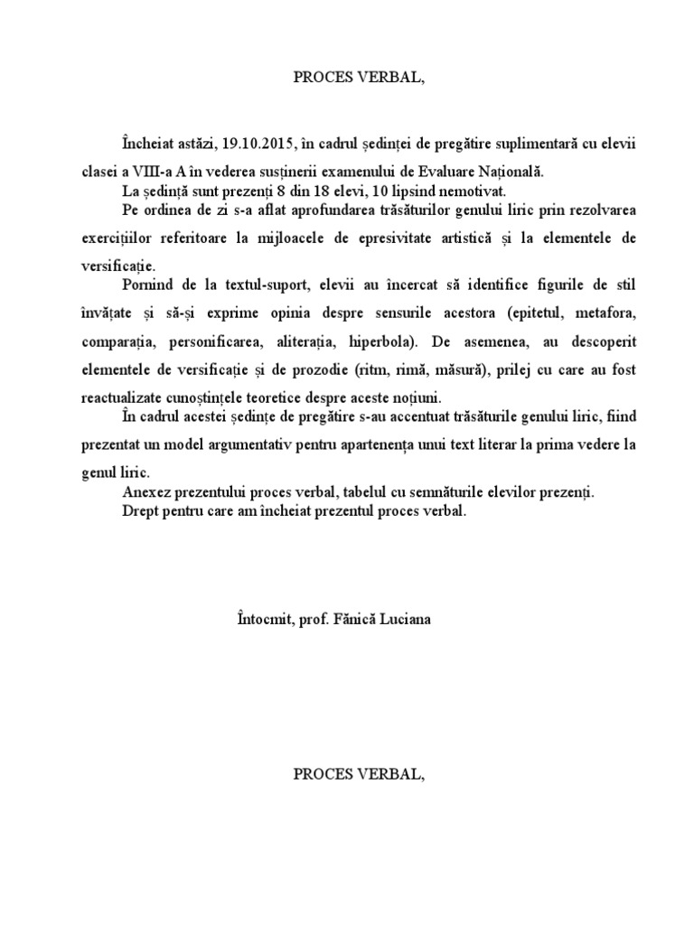 Modele de Procese Verbale | PDF