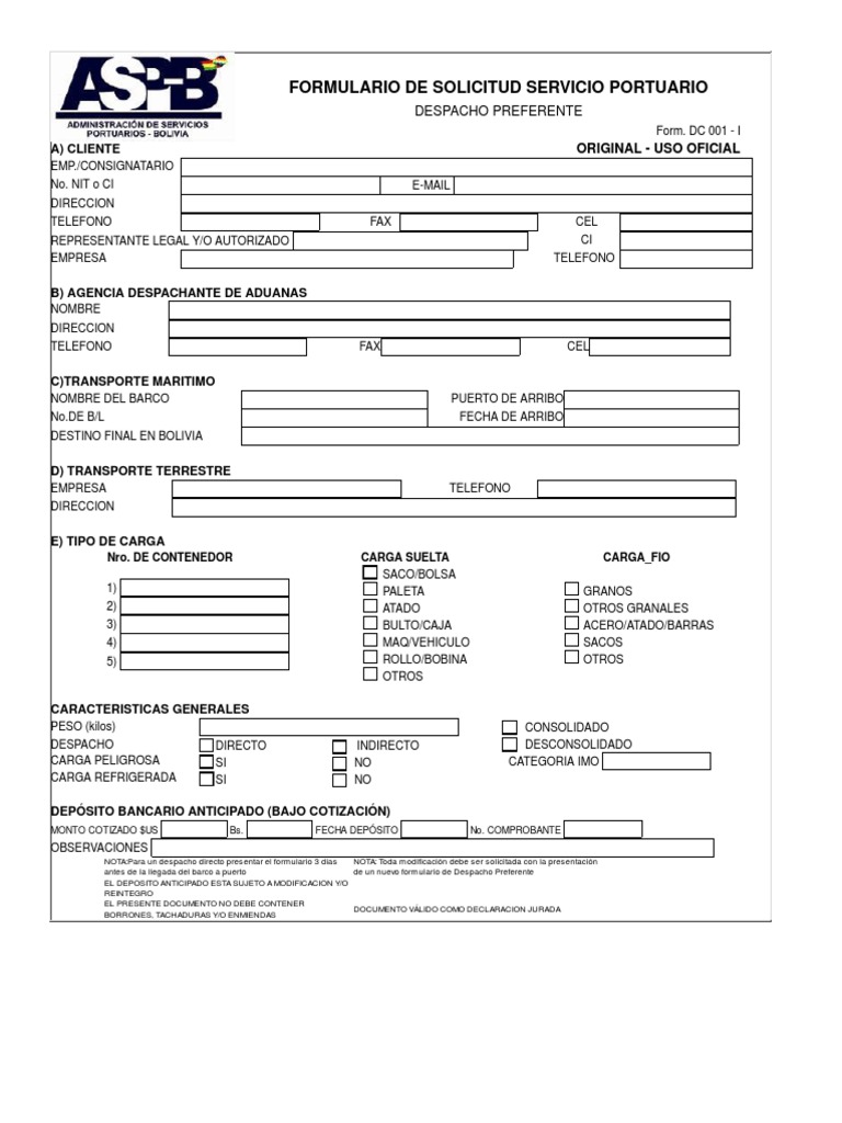 Formulario DP 1 ASPB | Pagos | Justicia
