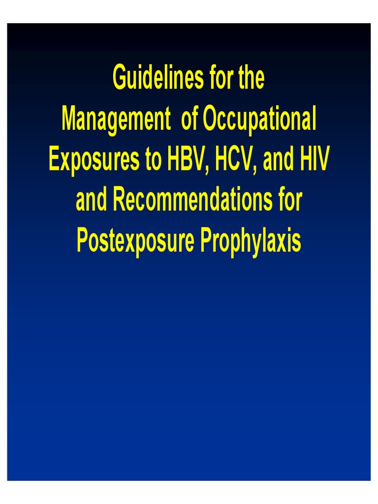 Guidelines For The Management of Occupational Exposures To HBV, HCV ...