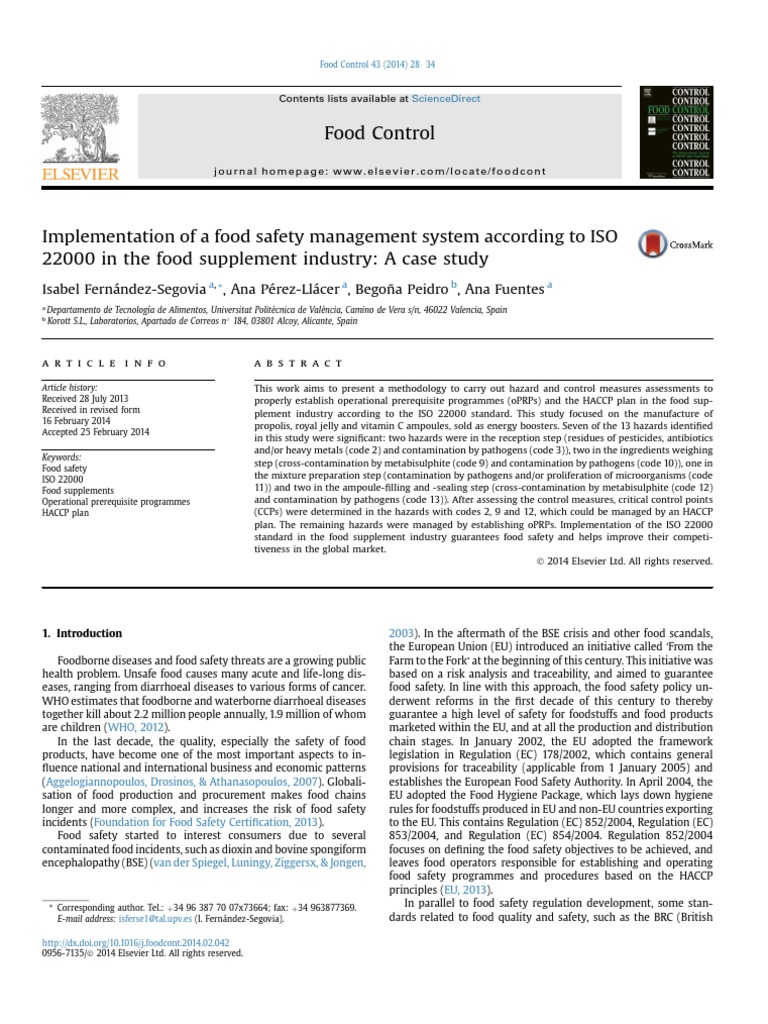 ISO 22000 Food Safety Case Study | PDF | Food Safety | Hazard Analysis ...