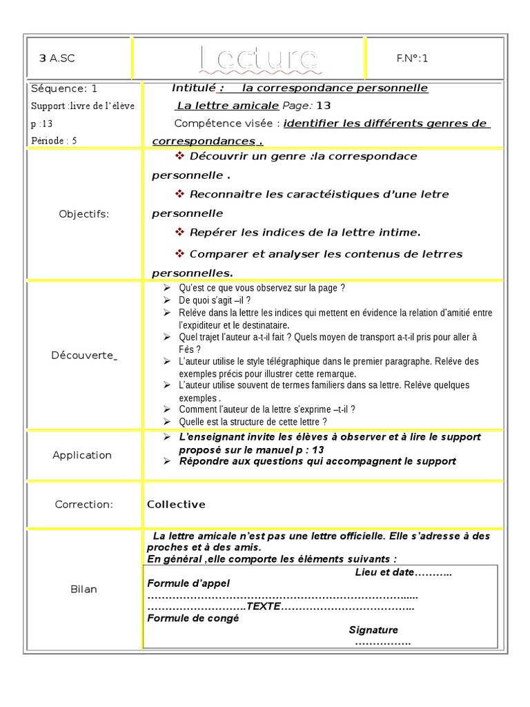 Fiche Pédagogique : Correspondance 3ème Année | PDF | Clause | Poésie
