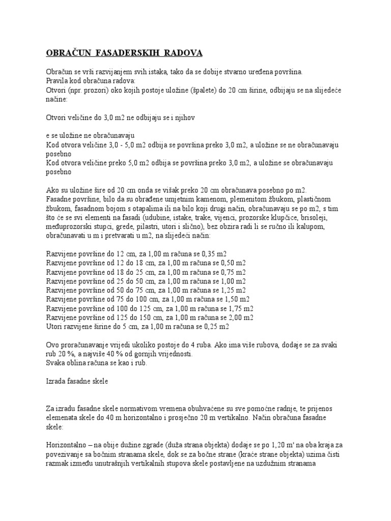 Obračun Fasaderskih Radova | PDF