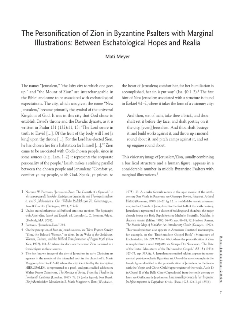 Mati Meyer, The Personification of Zion in Byzantine Psalters With ...