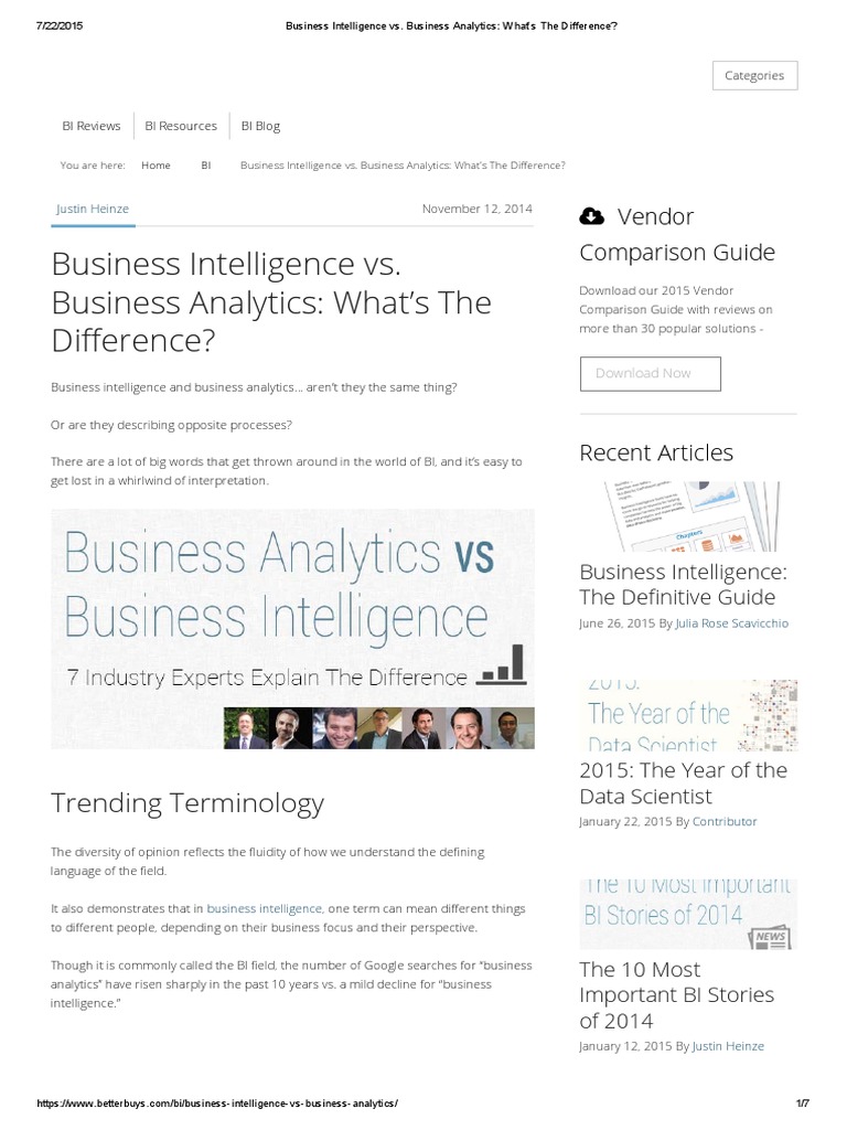 Business Intelligence Vs Business Analytics | PDF | Business Intelligence | Analytics