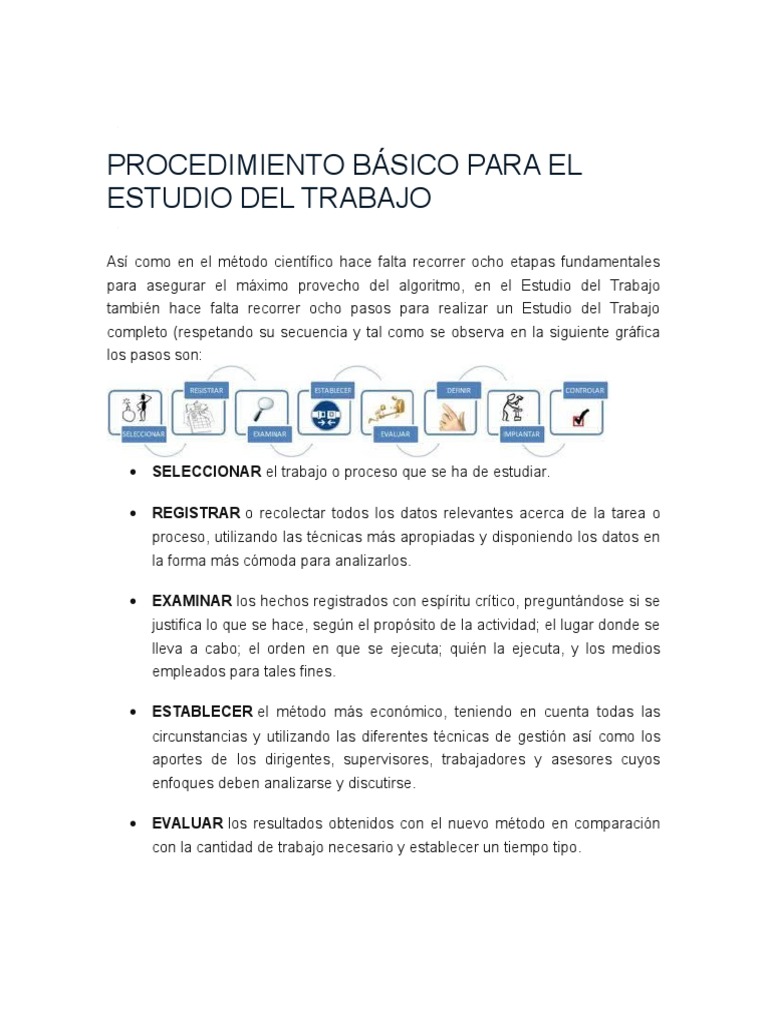 Procedimiento Básico para El Estudio Del Trabajo | PDF