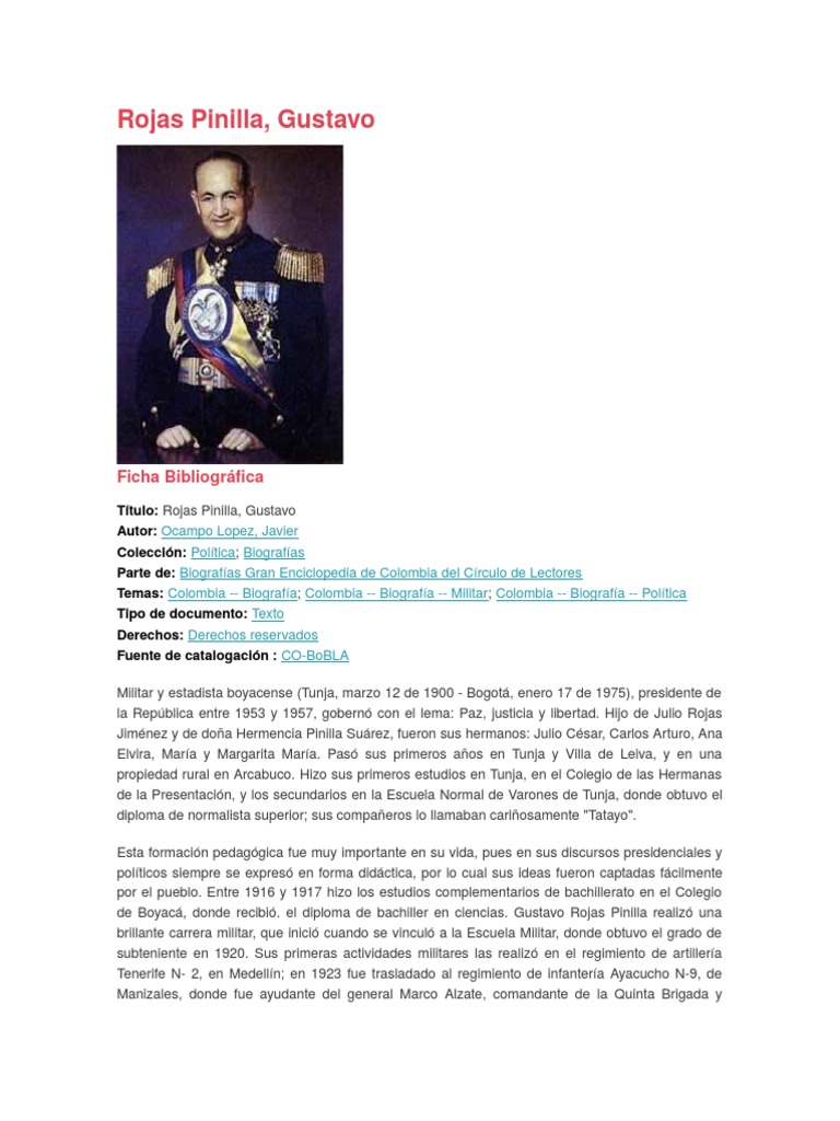 Rojas Pinilla | PDF | Gobierno | Política (general)