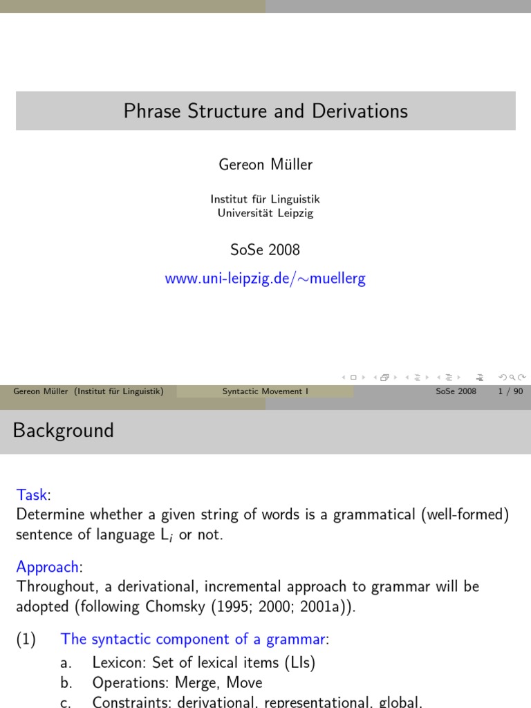 Derivation Presenation For Syntax | PDF | Part Of Speech | Lexical ...