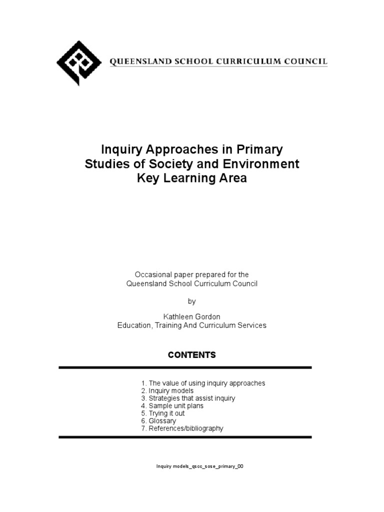Inquiry Models in Primary Education | PDF | Inquiry Based Learning ...