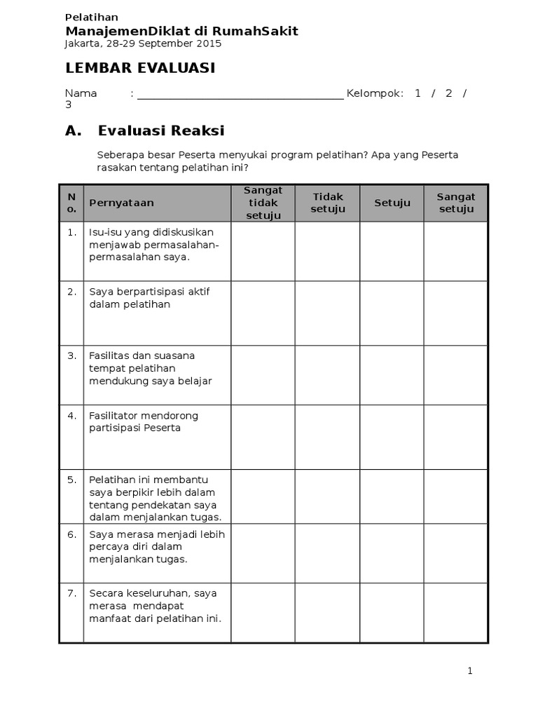 Form Evaluasi Diklat | PDF