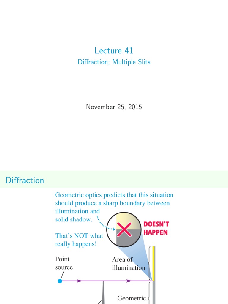 Diffraction Multiple Slits: November 25, 2015 | PDF | Diffraction | Interference (Wave Propagation)